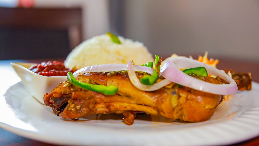 Plain Rice With Grilled Chicken